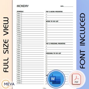 Editable Work Home Planner: PDF & Word Template (digital Download - Etsy