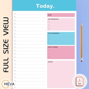 Printable Daily Planner Page, Colorful to Do List Template, Editable ...