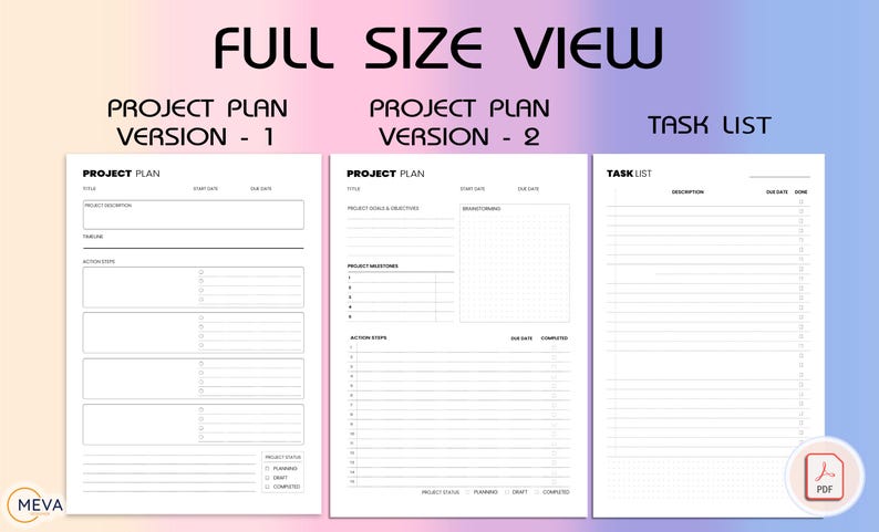 Project Planner Printable: A4 A5 Task List Templates (PDF Downloadable ...