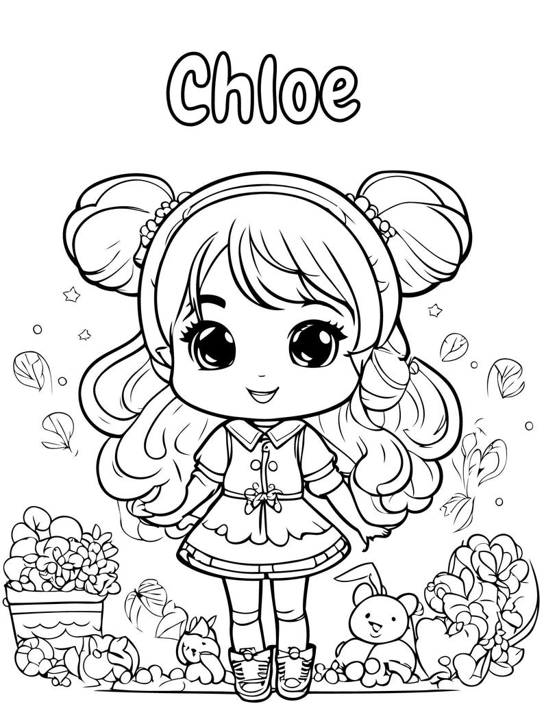 Cute Girl Coloring Book - Etsy