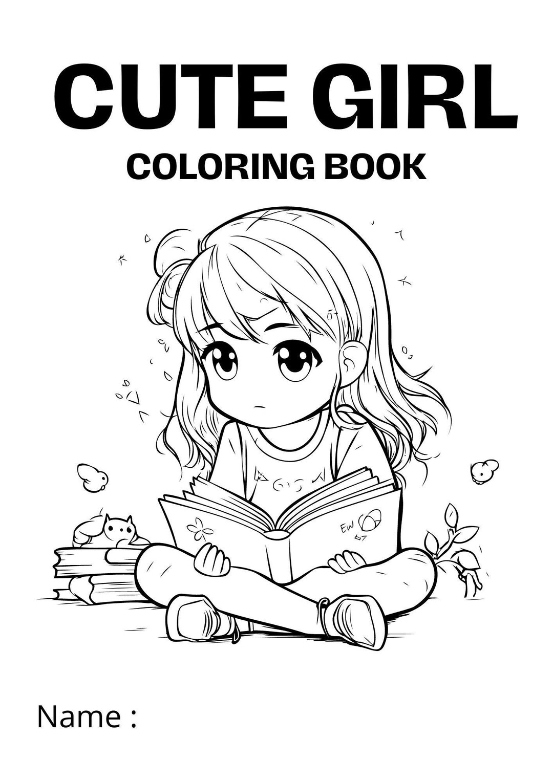 Cute Girl Coloring Book - Etsy