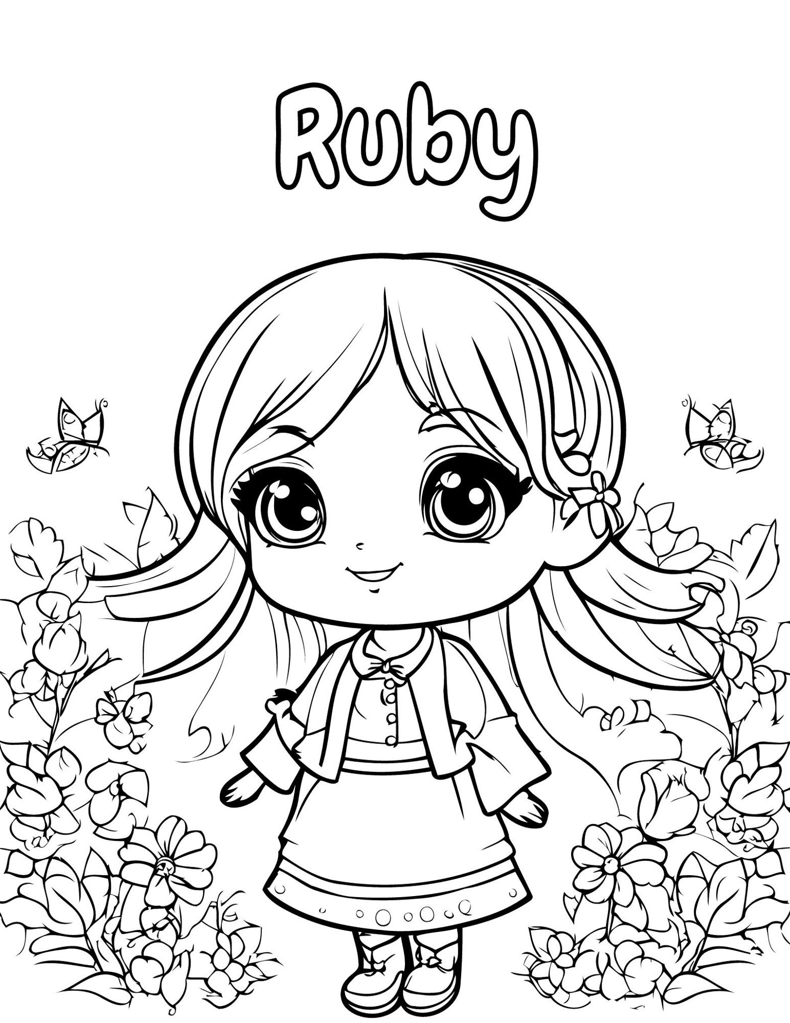 Cute Girl Coloring Book - Etsy