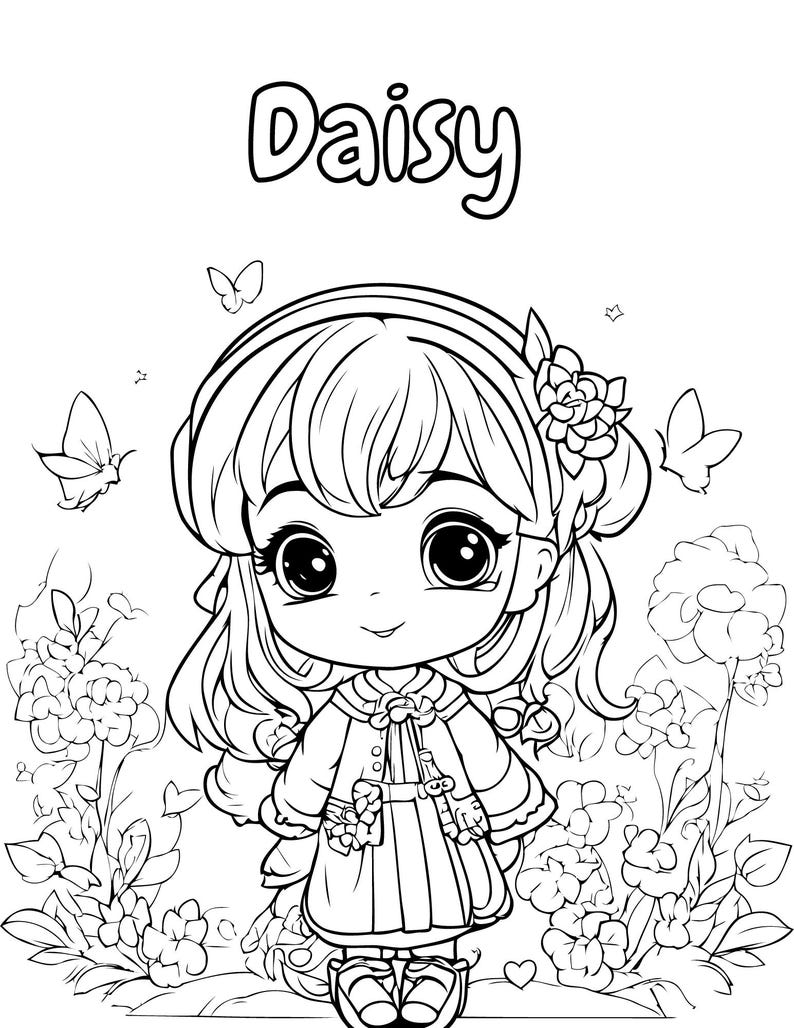 Cute Girl Coloring Book - Etsy