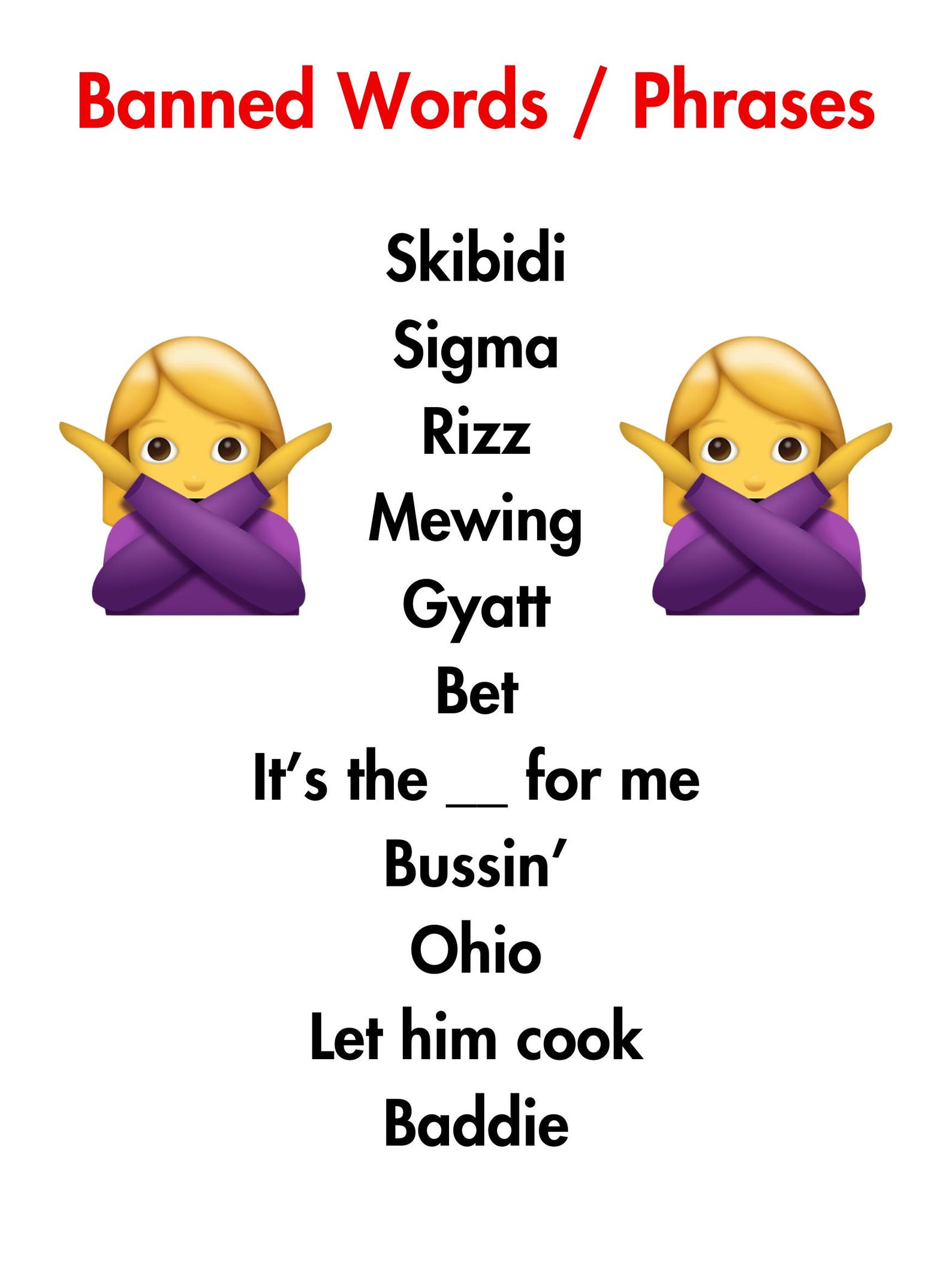 Banned Words and Phrases Brainrot Prohibited for Teacher Classrooms ...