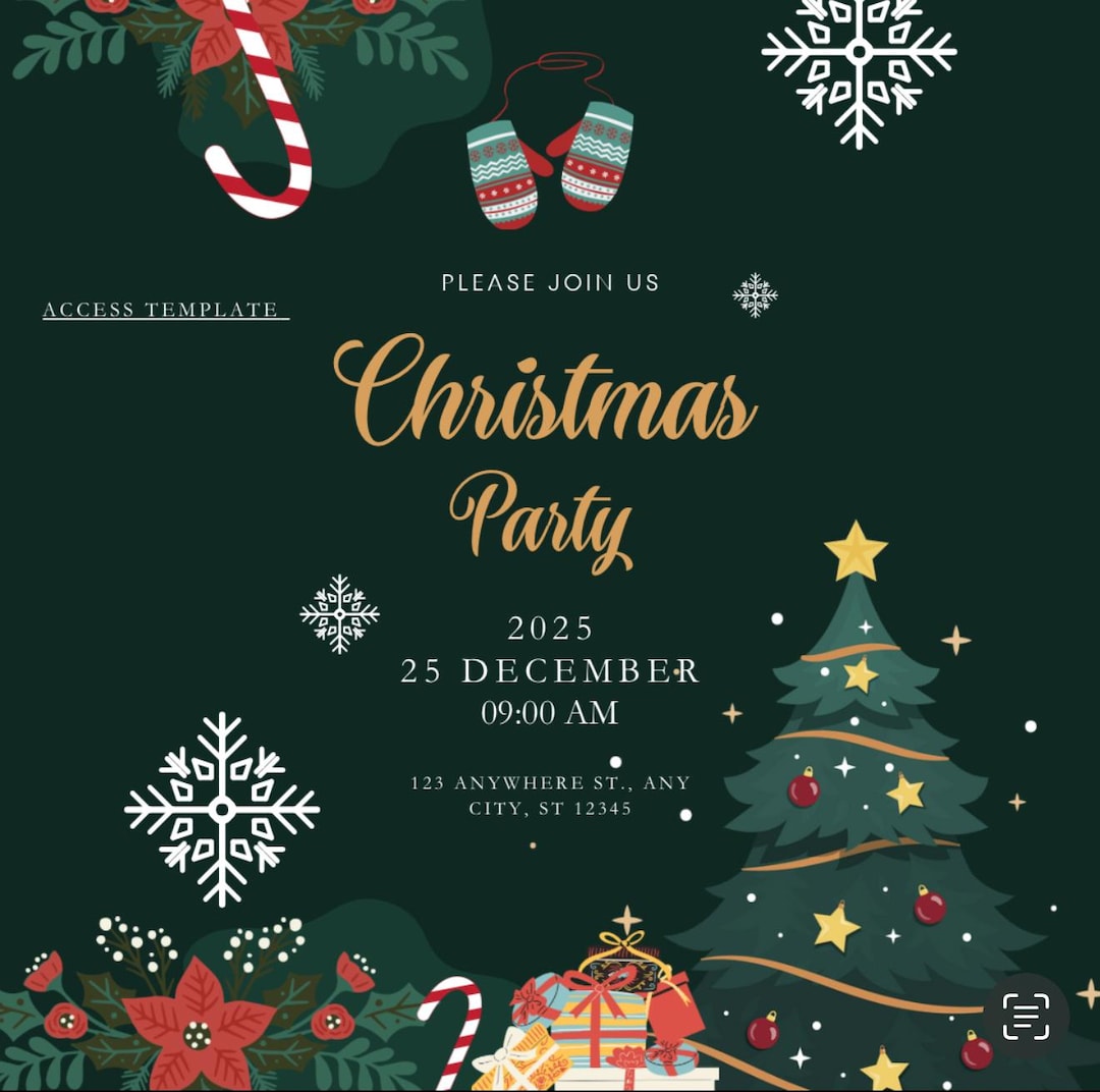 Christmas Party Invitation Editable With Canva | Easy to Edit Christmas ...