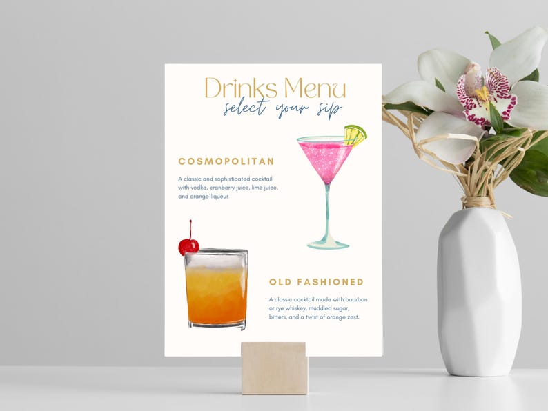 Elegant Signature Drinks Menu Sign - Etsy