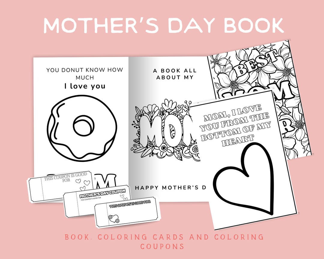 Mother's Day Printable Craft Bundle - Coloring Pages, Card, Coupons ...