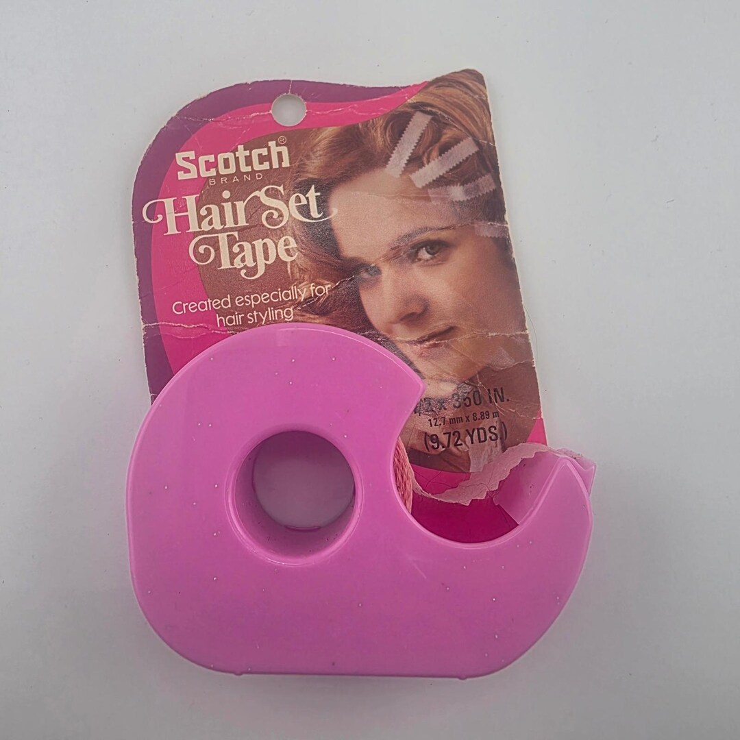 Vintage Scotch Hair Set Tape Pink Dispenser 1/2" X 350" Styling Tool N ...
