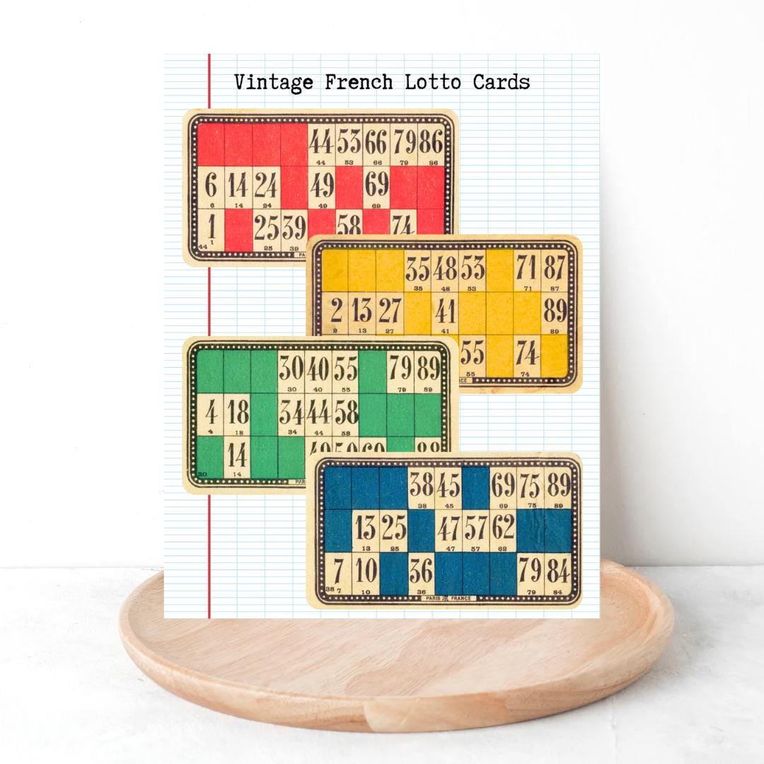 Vintage French Lotto Cards - Digital File - Digital Download Only ...