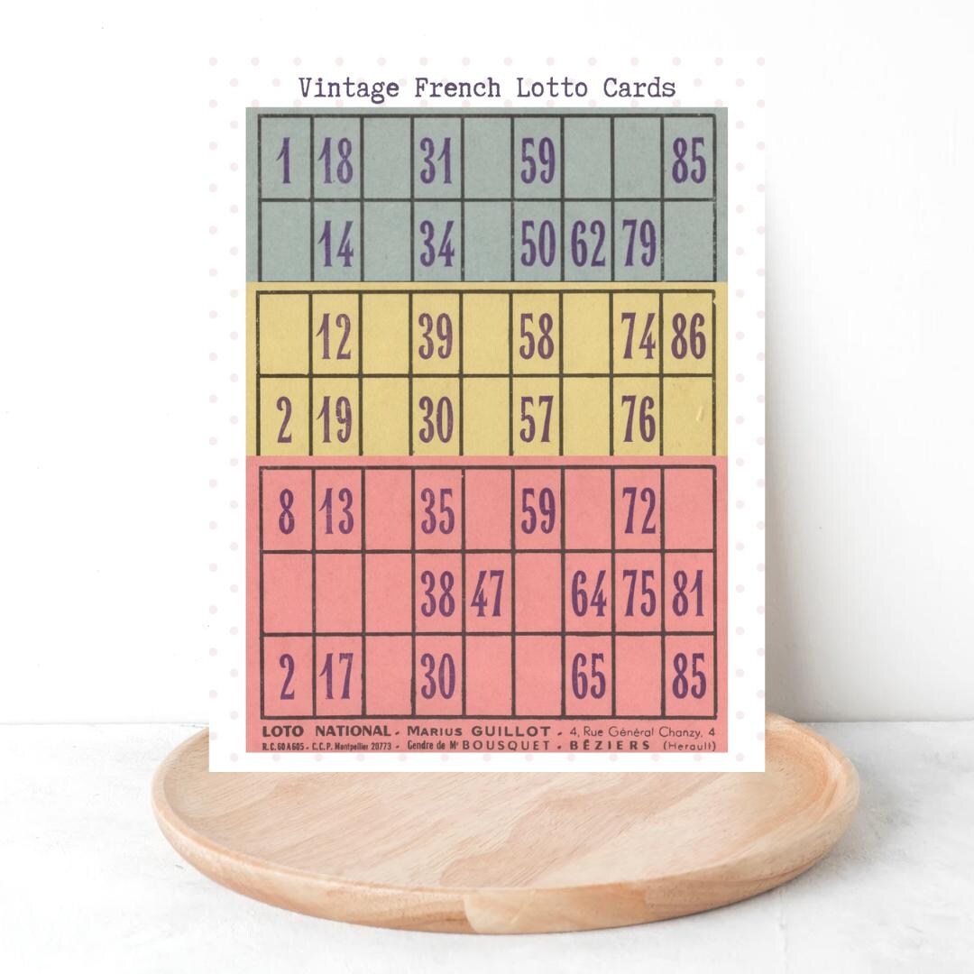 Vintage French Lotto Cards - Digital File - Digital Download Only ...