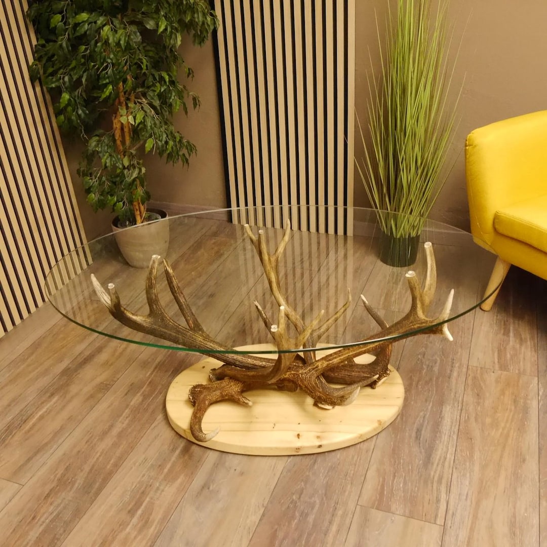 Hunting Coffee Table Antler Table Oval Table With 4 Red Deer Antlers ...