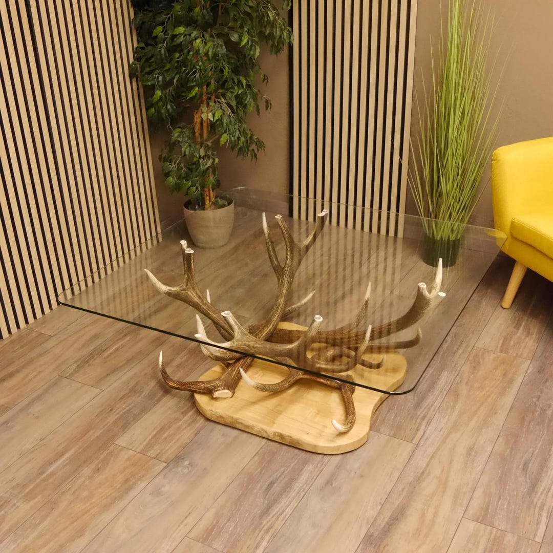 Hunter Hunting • Coffee Table Antler Table With 4 Red Deer Antlers and ...