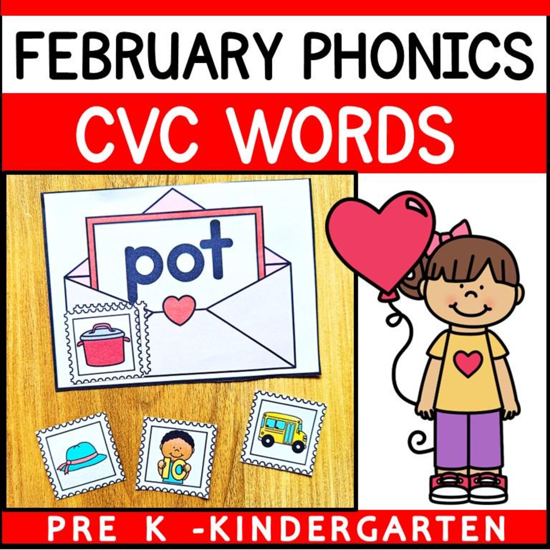 Valentine CVC Word Phonics Matching Kindergarten Literacy Activity - Etsy
