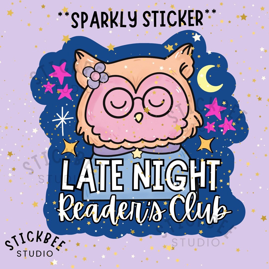 Owl Late Night Readers Club Sticker, Bookish Waterproof Sticker ...