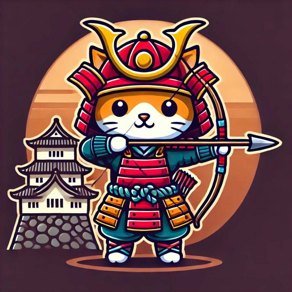 Samurai Cat T-shirt Digital Art Kawaii Cat Screen Print Printable T ...