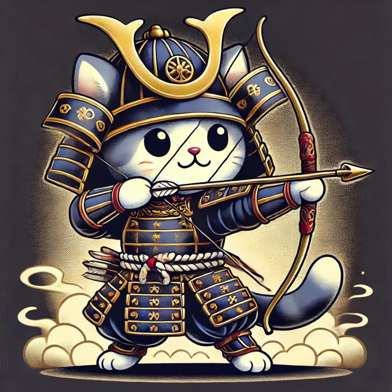 Samurai Cat T-shirt Digital Art Kawaii Cat Screen Print Printable T ...