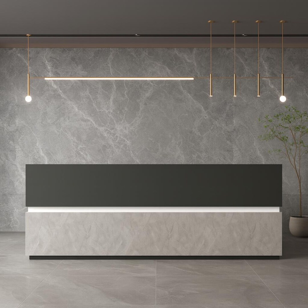 Custom Modern Reception Desk: Minimalist MDF Podium Counter - Etsy