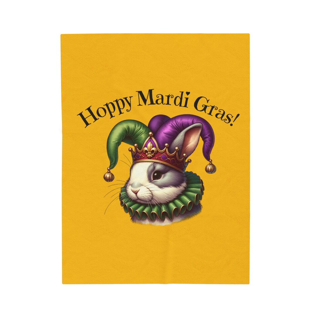 Hoppy Mardi Gras Jester Bunny Rabbit Plush Blanket Cozy Throw, Soft ...