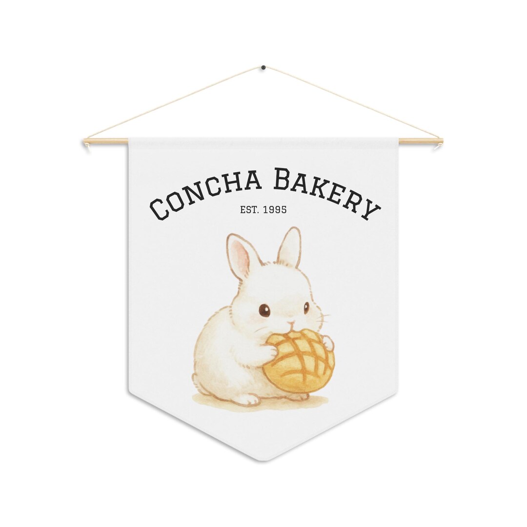 Concha Bunny Pennant: Bakery Decor, Mexican Sweet Bread Art - Etsy