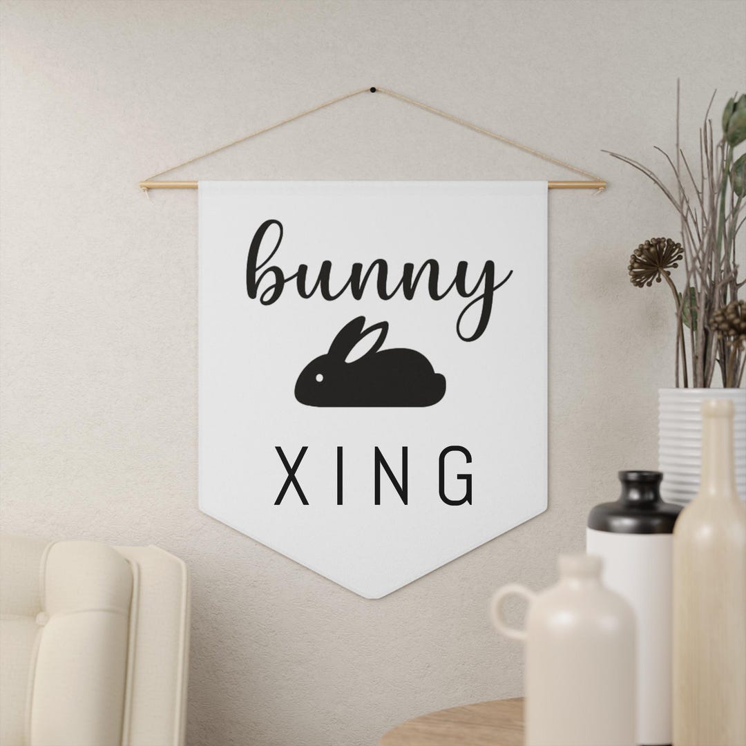 Bunny Crossing Pennant Banner, Cute Easter Decor, Nursery Wall Hanging ...