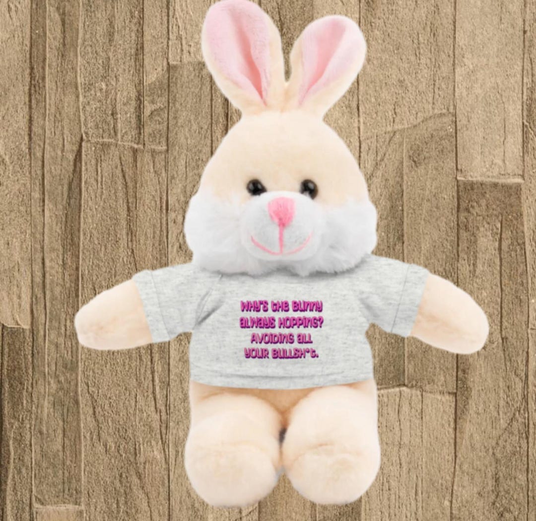 Cute Bunny Joke Stuffed Plushie Animal With Tee, Plush Stuff Animal ...