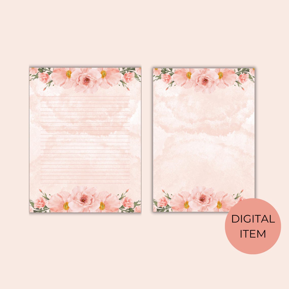 Romantic Rose Printable Stationery Set | Elegant Floral Writing Paper ...
