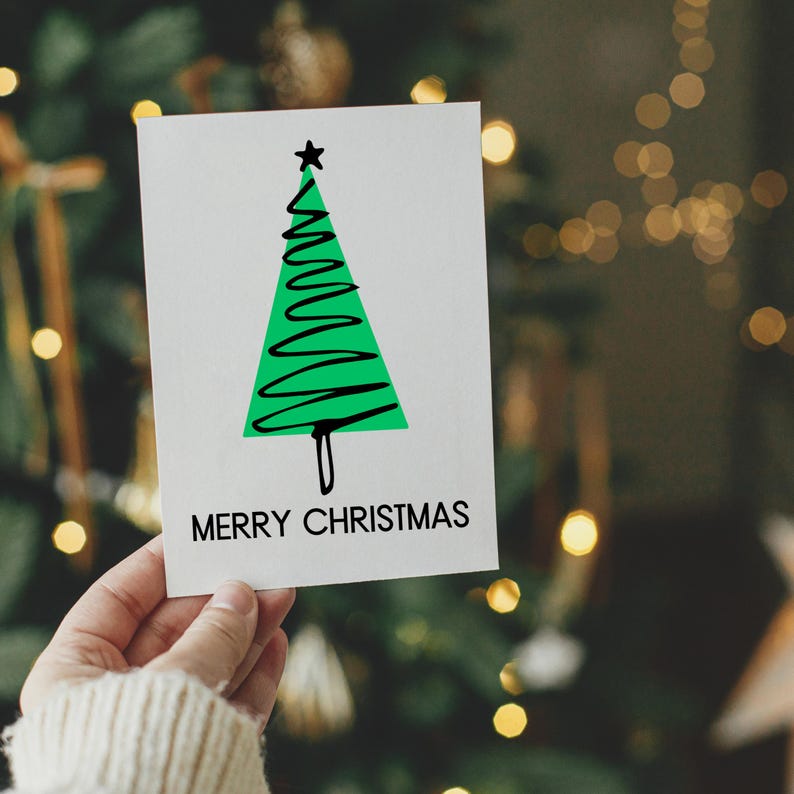 15 Minimalist Christmas Cards Set of Printable 5x7 Holiday Cards Single ...