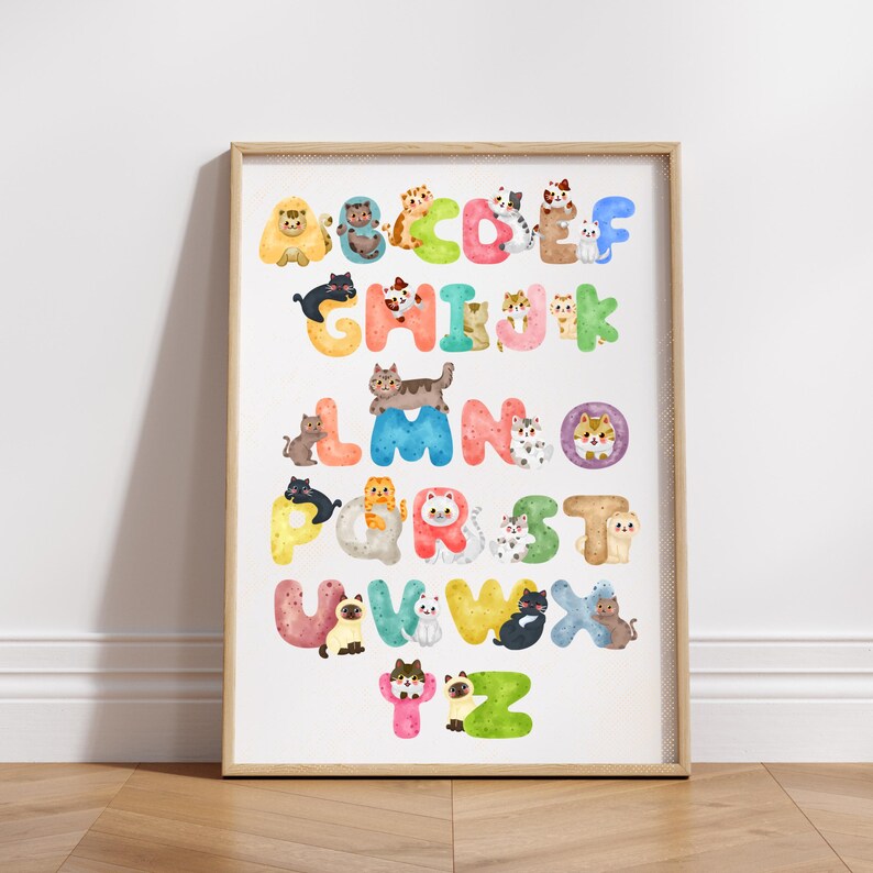 Adorable Kitten Alphabet Poster Cute & Educational Wall Art for Kids ...
