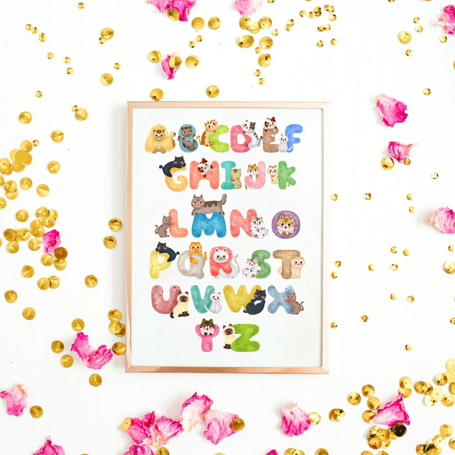 Adorable Kitten Alphabet Poster Cute & Educational Wall Art for Kids ...