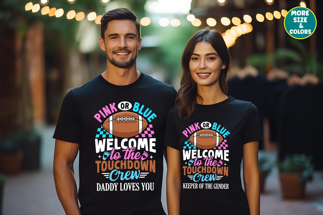Custom Pink or Blue Welcome to the Touchdown Crew Gender Reveal Shirt ...