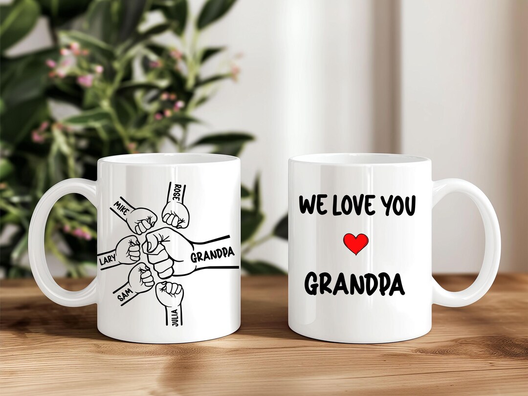 Custom Fist Bump Mug, Gift for Dad, Personalized Coffee Cup, Grandpa ...