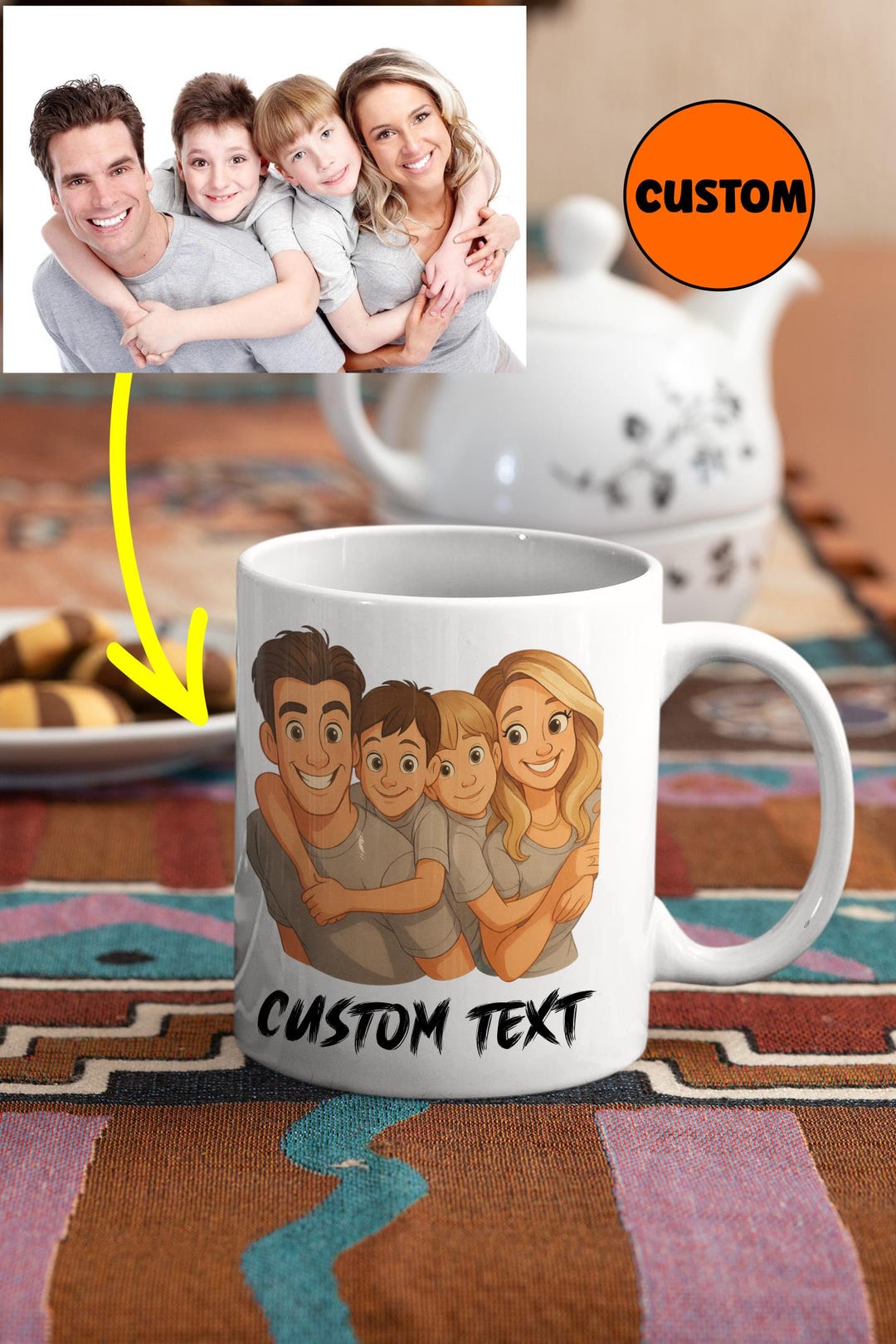 Custom Cartoon Photo Mug, Caricature Mug, Valentine Gift, Gift for Her ...