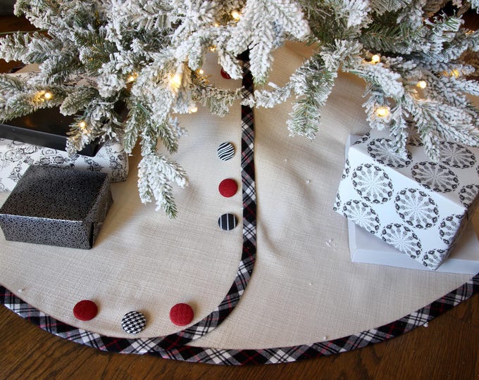Linen Look Customized Christmas Tree Skirt -- Full Size -- Your Choice ...
