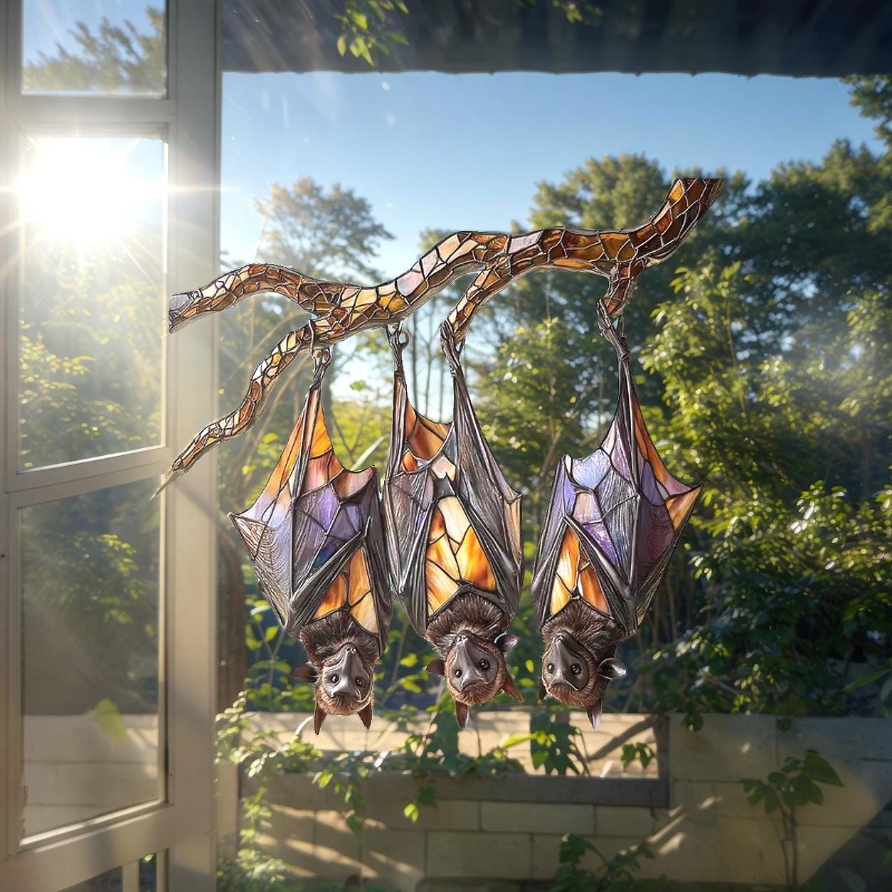 Bat Suncatcher - Stained Glass Effect Acrylic Window Hanging - Gothic ...