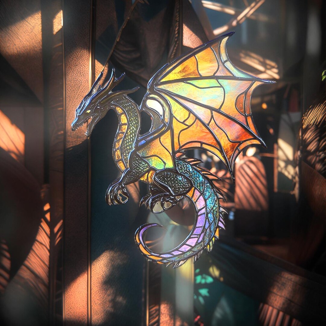 Dragon Acrylic Suncatcher, Mystery Dragon Window Hanging, Halloween ...