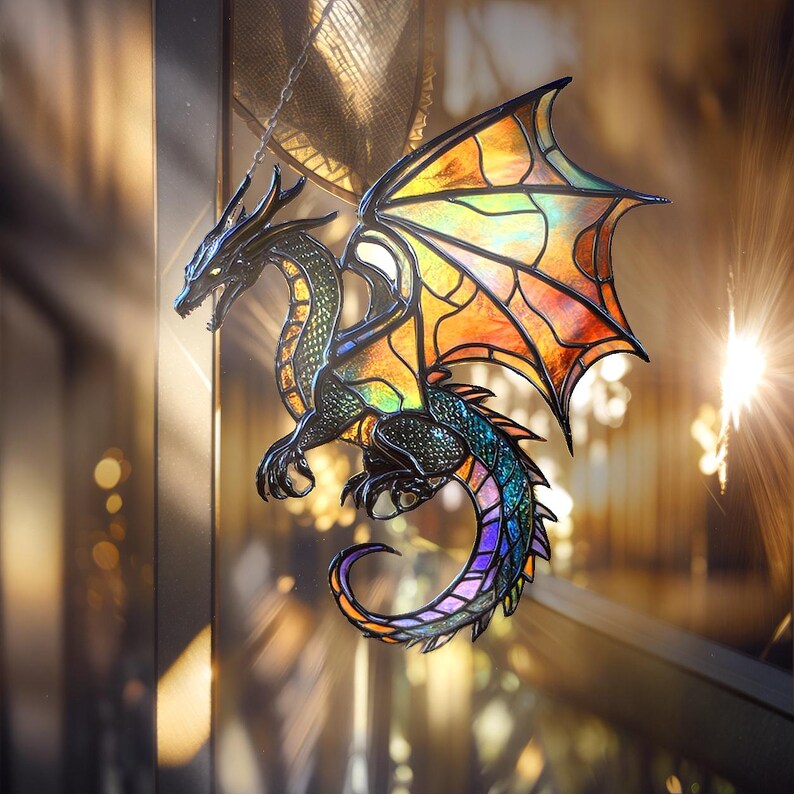 Dragon Acrylic Suncatcher, Mystery Dragon Window Hanging, Halloween ...