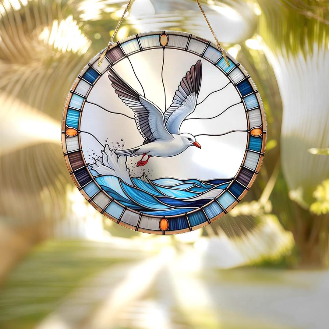 Seagull Suncatcher - Stained Glass Effect Acrylic Window Hanging ...
