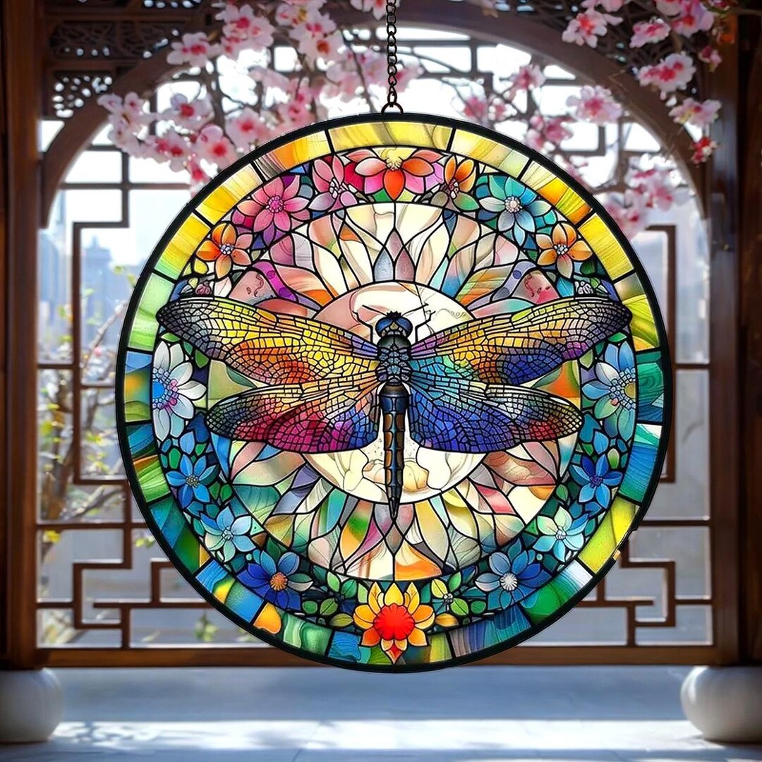 Mystical Dragonfly Suncatcher, Acrylic Window Hanging, Vibrant Wings ...