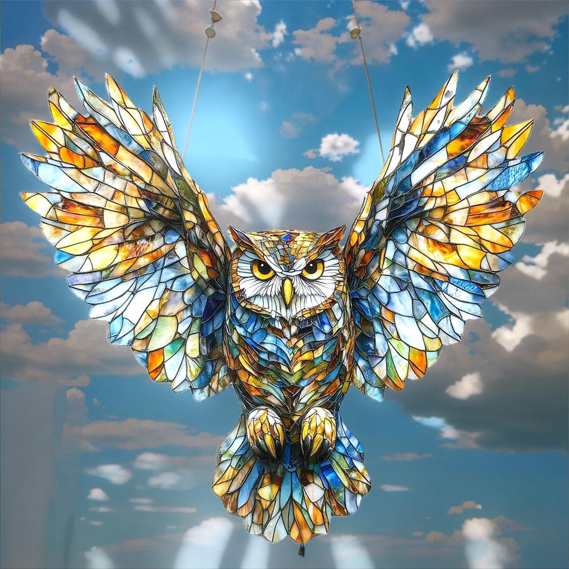 Owl Suncatcher - Stained Glass Effect Acrylic Window Hanging - Wisdom ...