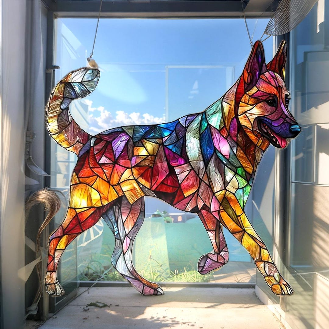 German Shepherd Suncatcher - Stained Glass Effect Acrylic Window ...