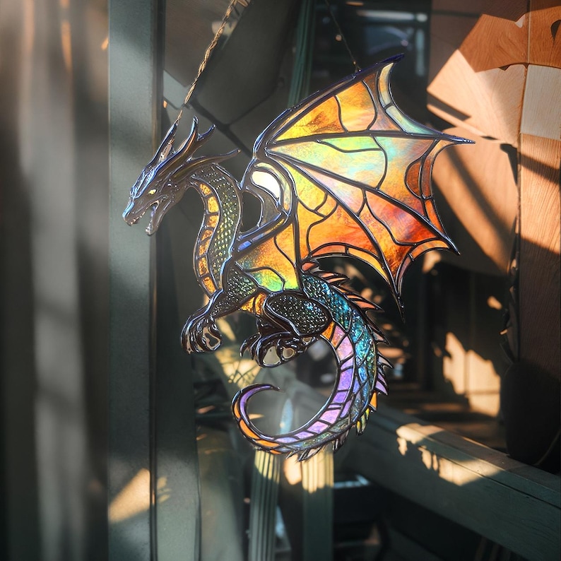 Dragon Acrylic Suncatcher, Mystery Dragon Window Hanging, Halloween ...