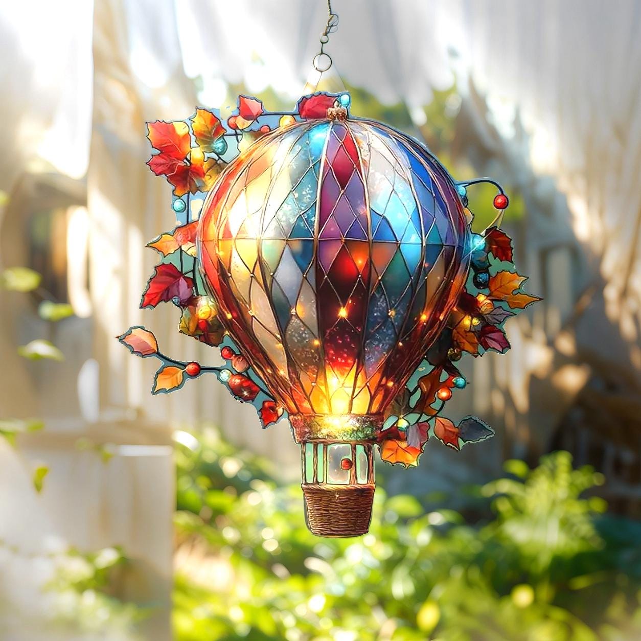 Hot Air Balloon Suncatcher - Stained Glass Effect Acrylic Window ...