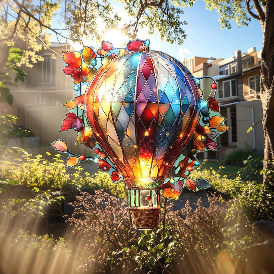 Hot Air Balloon Suncatcher - Stained Glass Effect Acrylic Window ...