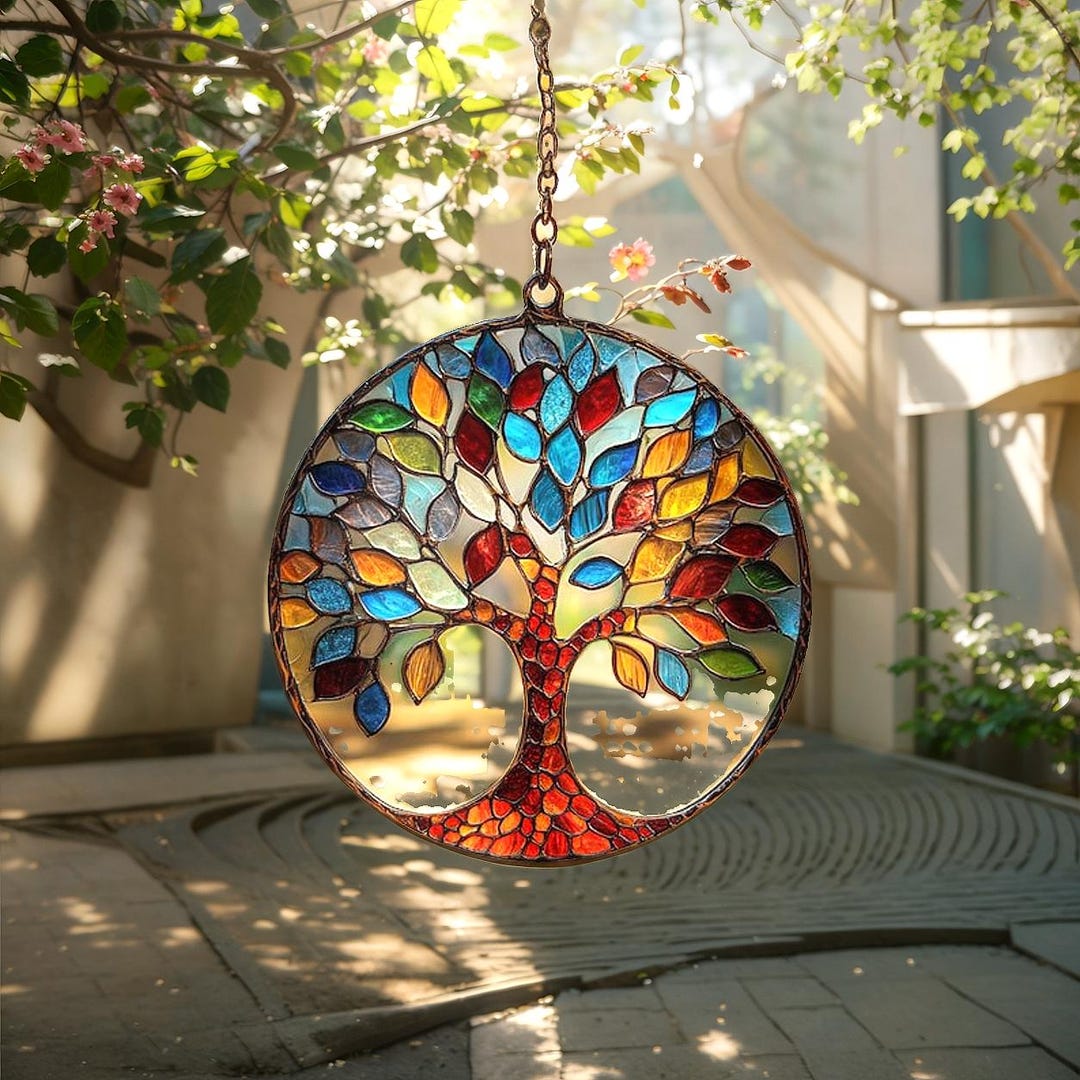 Tree of Life Suncatcher, Autumn Window Hanging, Fall Season Home Decor ...
