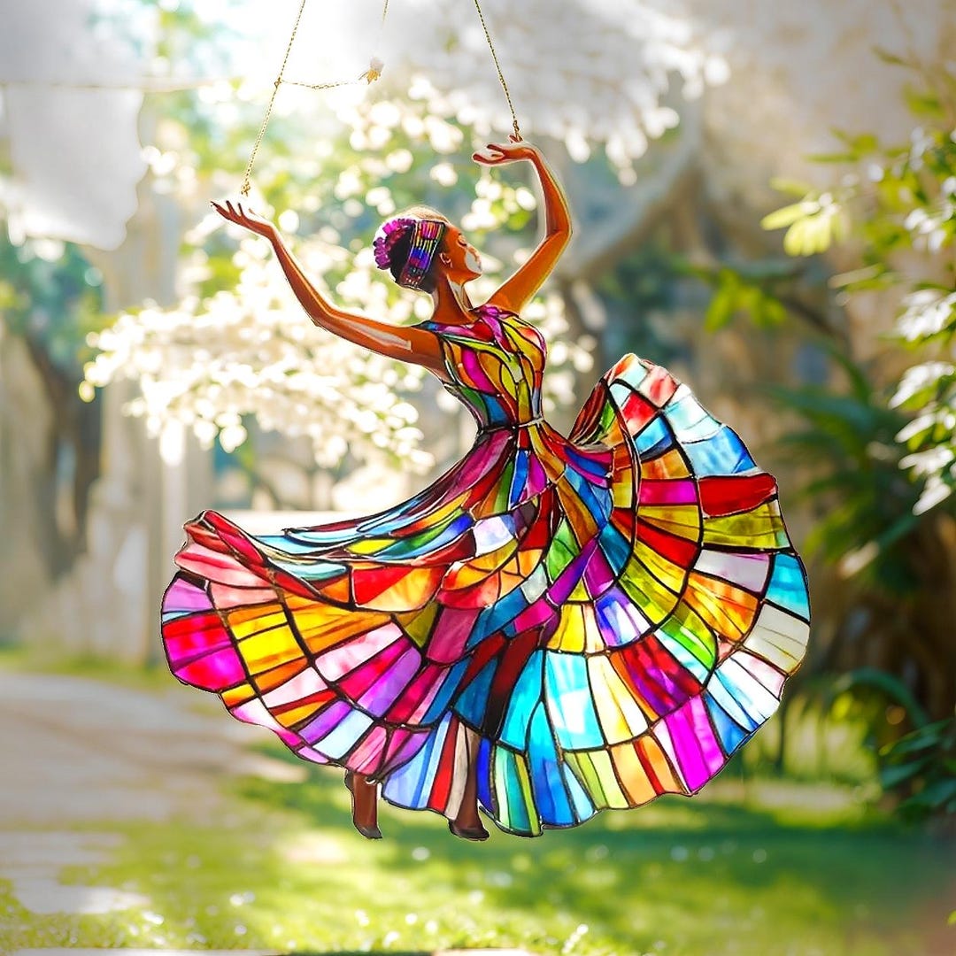 Dancer Suncatcher - Stained Glass Effect Acrylic Window Hanging ...