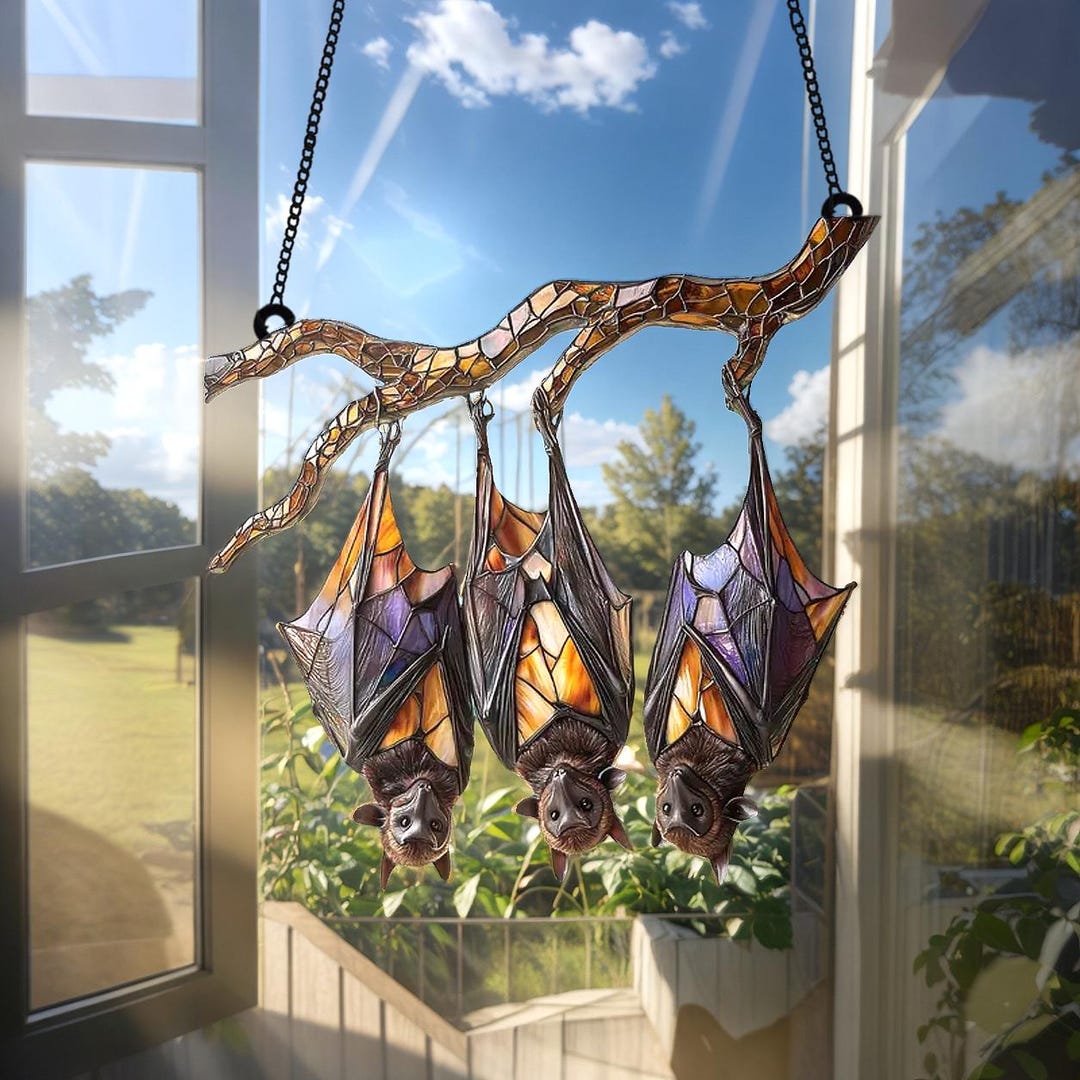Bat Suncatcher - Stained Glass Effect Acrylic Window Hanging - Gothic ...