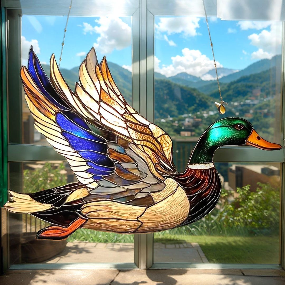 Mallard Duck Suncatcher - Stained Glass Effect Acrylic Window Hanging ...