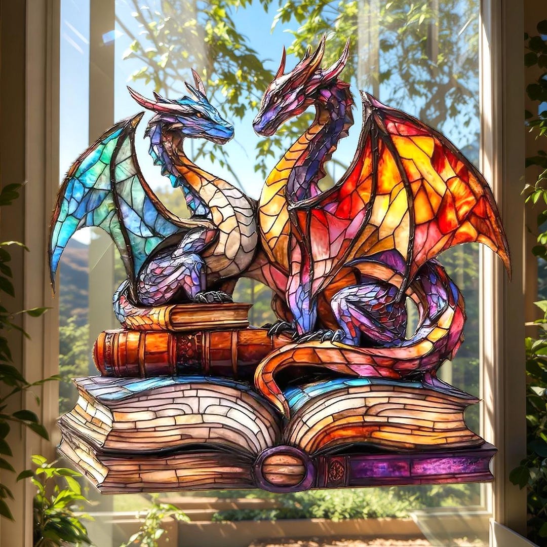 Dragon Guardian Suncatcher - Stained Glass Effect Acrylic Window ...