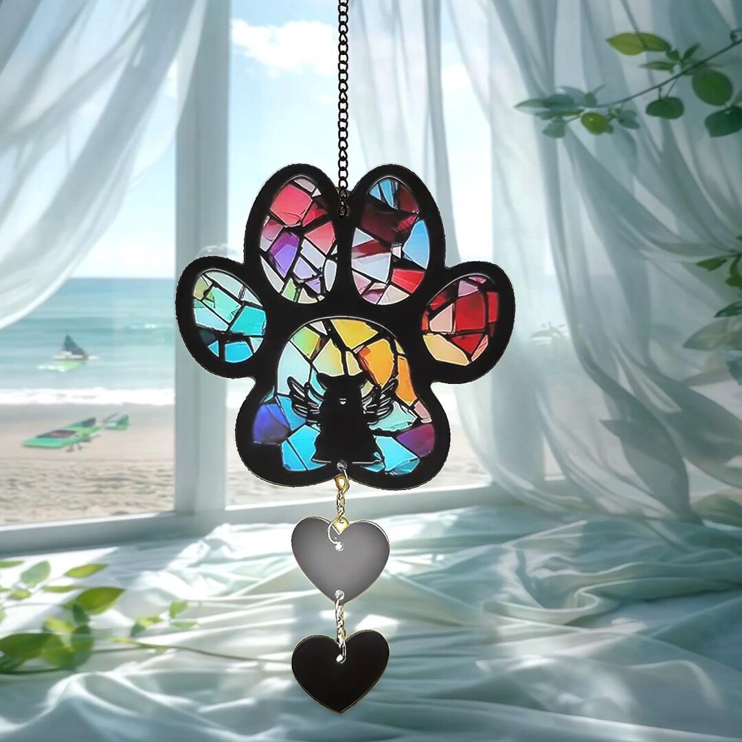 Pet Memorial Suncatcher With Dog Breed & Name, Stained Glass Acrylic ...