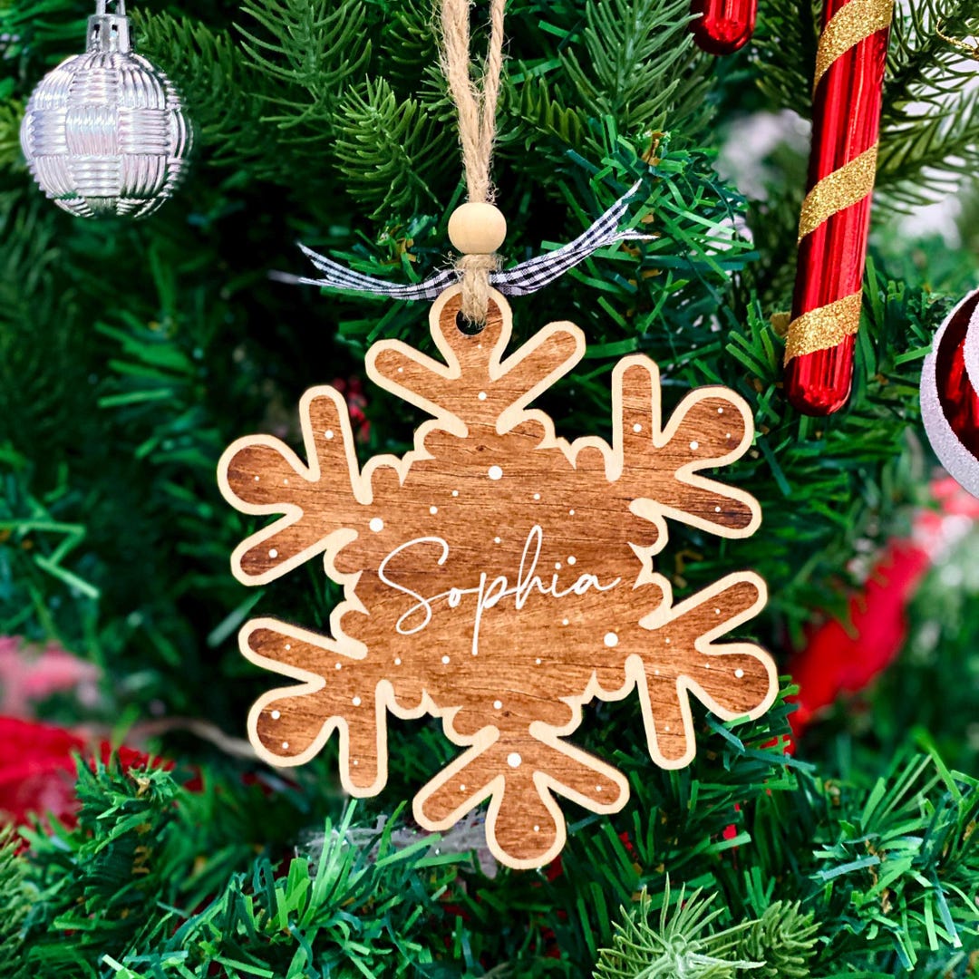 Custom 3D Snowflake Christmas Gift Tags, Personalized Wood Name Tags ...